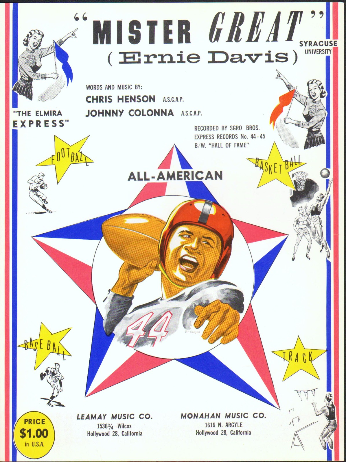 ERNIE DAVIS 1st Black American HEISMAN Trophy Syracuse FOOTBALL 1963 ...