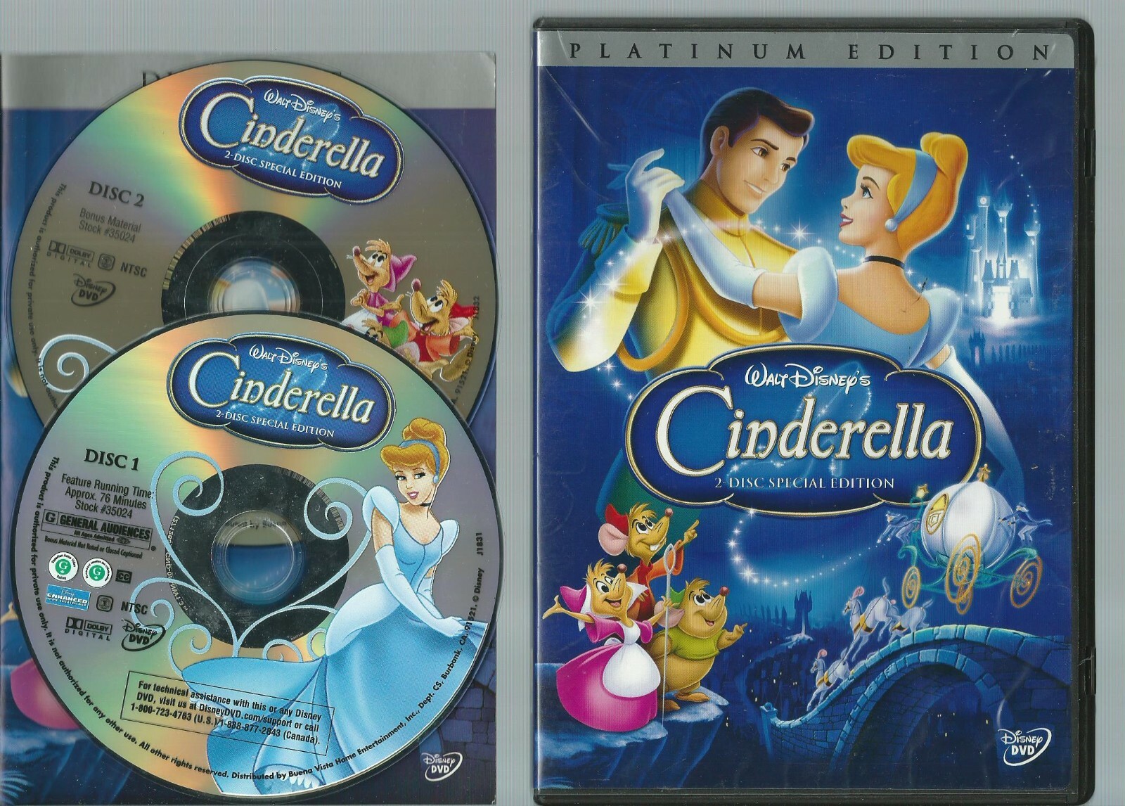 Disney Cinderella (DVD, 2005, 2-Disc Set, Platinum Collection) Disc ...