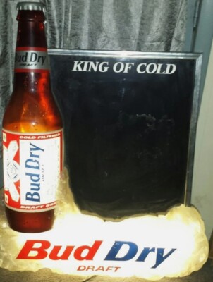 Vintage Budweiser Bud Dry LARGE Light Up Bar/Pub Sign Menu Message ...