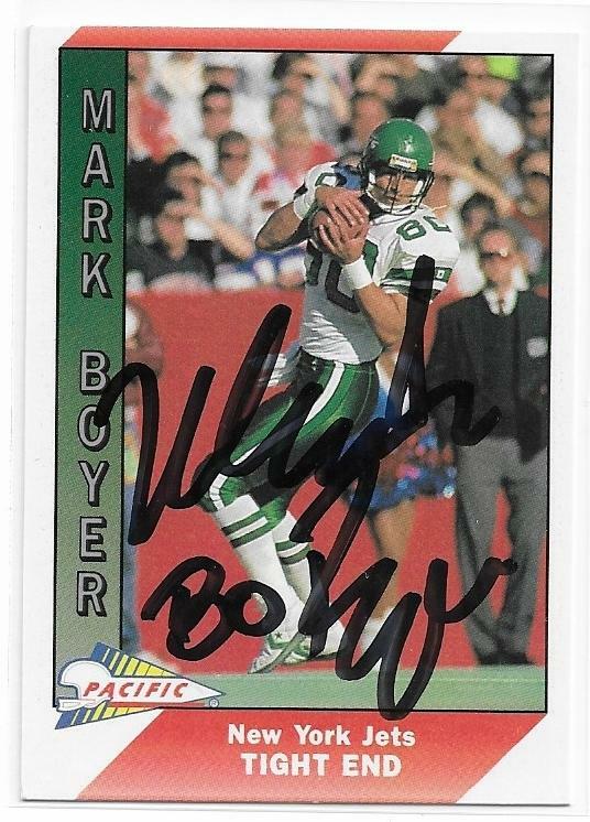 MARK BOYER Autographed Signed 1991 Pacific Football card #362 New York ...