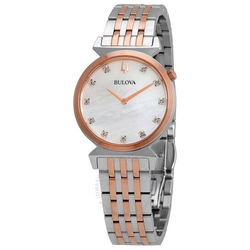BULOVA 98P192 REGATTA MOP DIAMOND DIAL TWO TONE STAINLESS STEEL WOMENS ...