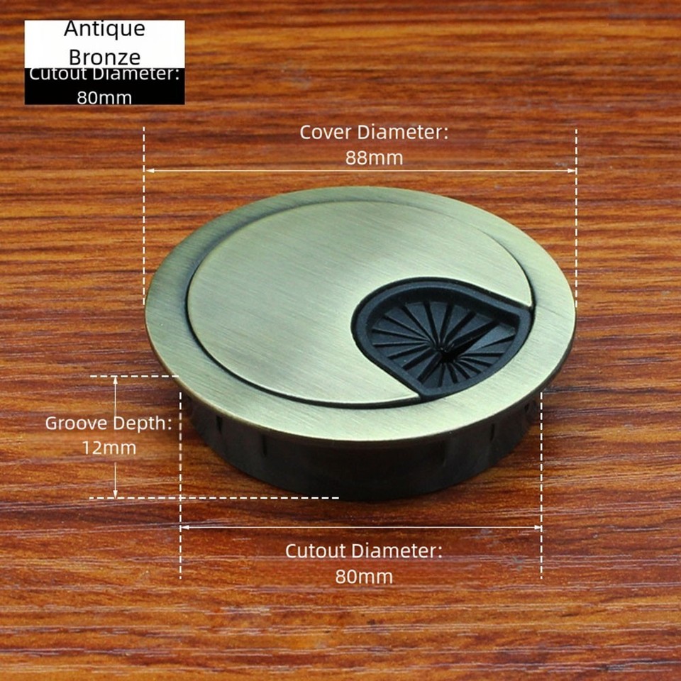 2pcs Wire Hole Cover for Desk Cable Management Zinc Alloy Metal ...