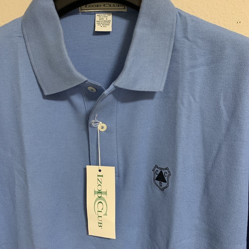 NWT Izod Club Mens Large Golf Rugby Resort Blue Polo Shirt S/S Pique ...