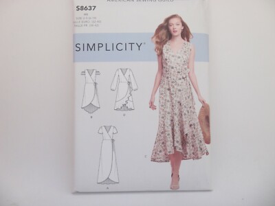 Simplicity 8637 Wrap Dress Sleeve/Length Variations Pattern Sizes 6-14 ...