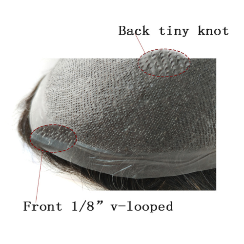 Men's Poly Skin Hairpiece Front V-loop Invisible Hairline Toupee Wigs ...