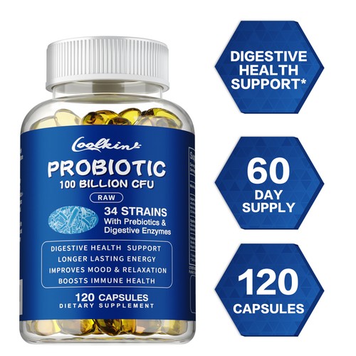 Probiotics 100 Billion CFU - Prebiotic,Digestive Enzyme - Mood ...