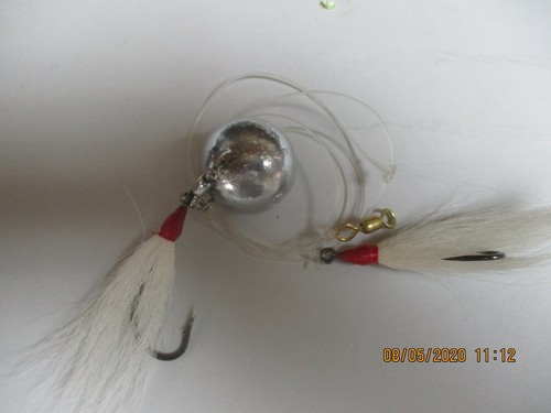 CHROME / Painted Fluke Balls "Double" bucktail Rig, American Made- 2 ...
