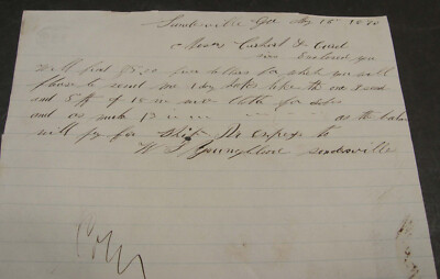 ANTIQUE 1870 LETTER W S YOUNGBLOOD SANDERSVILLE GEORGIA WASHINGTON ...