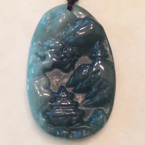 ~ Elaborately Carved Certified Fine Jade / Jadeite Landscape Design ...