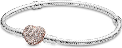 ~ Genuine Pandora Rose Moments Silver Pav’e Heart Clasp 586292CZ / 19cm ...