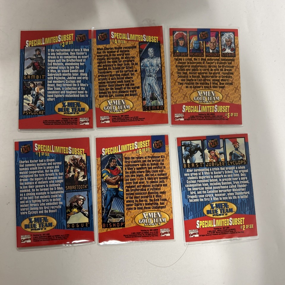 1994 Fleer Ultra X-Men BLUE & GOLD TEAM "Team Triptych" Set of 6 Cards ...