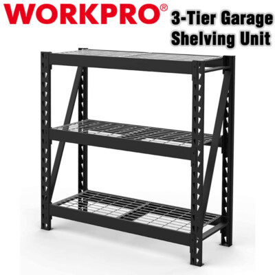WORKPRO 3-Tier 50-IN Garage Shelving Unit Heavy Duty Metal Storage Rack ...