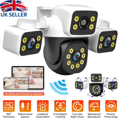 3-Lens HD Wireless IP WI-FI Camera Outdoor CCTV PTZ Smart Home Security ...