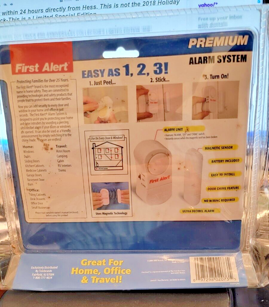 First Alert Instantly Alarm 4 Windows or Doors Peel & Stick security ...