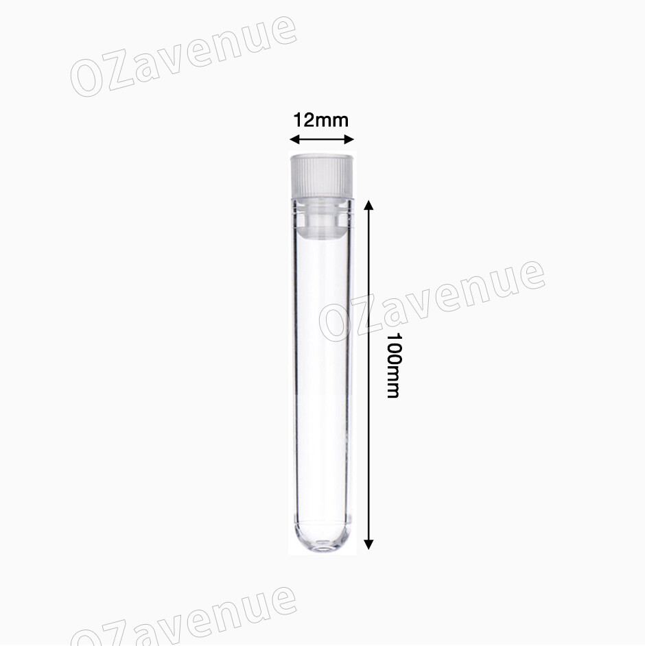 Clear Plastic Test Tube Set with Push Caps Sample Containers Vials 12 ...