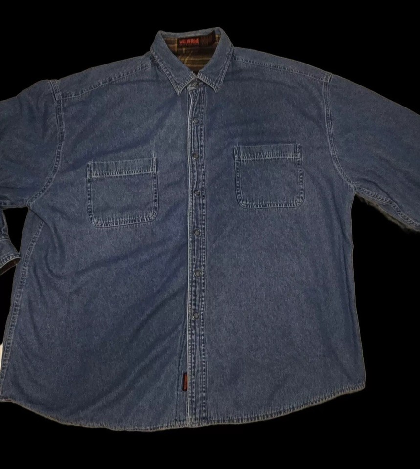 Wolverine Boots And Gear Denim Fleece Lined Shirt Jacket Extra Large | eBay