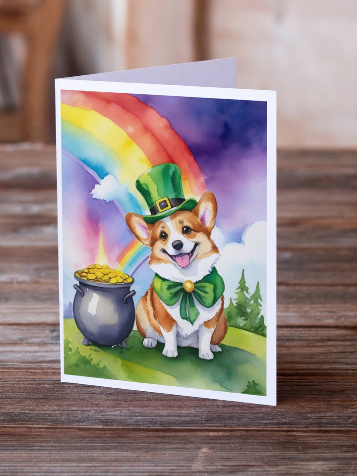 Corgi St Patrick's Day Greeting Cards and Envelopes Pack of 8 ...