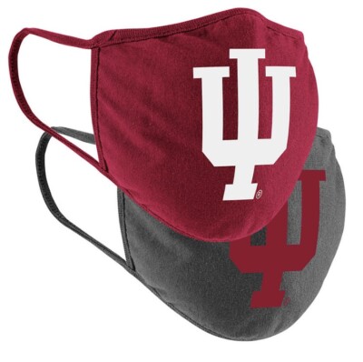 NEW INDIANA HOOSIERS Cloth Mask 2 Pack Facial Covering Crimson Red Gray ...