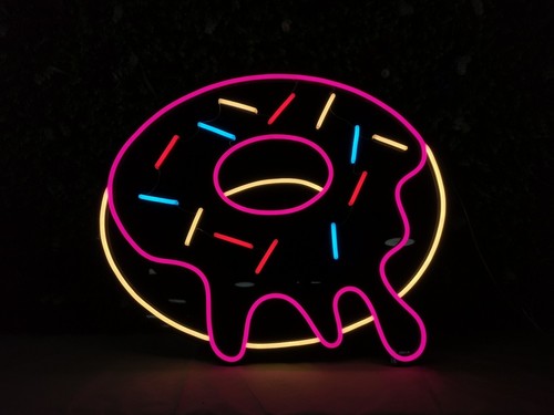 Custom LED Neon Sign Bespoke Lighting Logo donut dessert shop cake sign ...