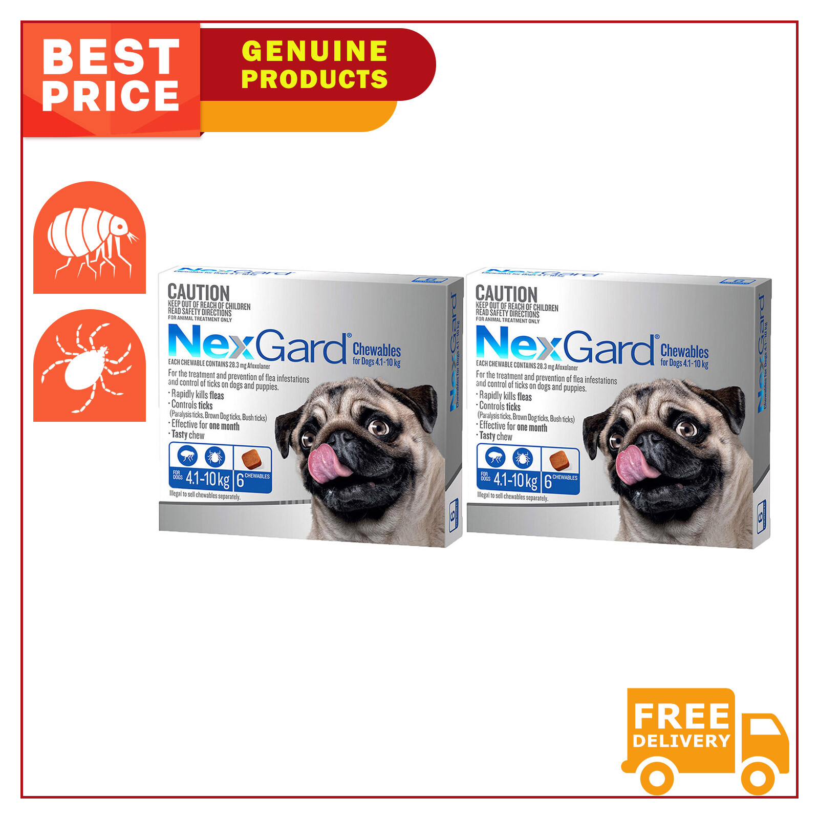 NexGard 12 Chews for Dogs Monthly Chewable Flea and Tick Treatment ...