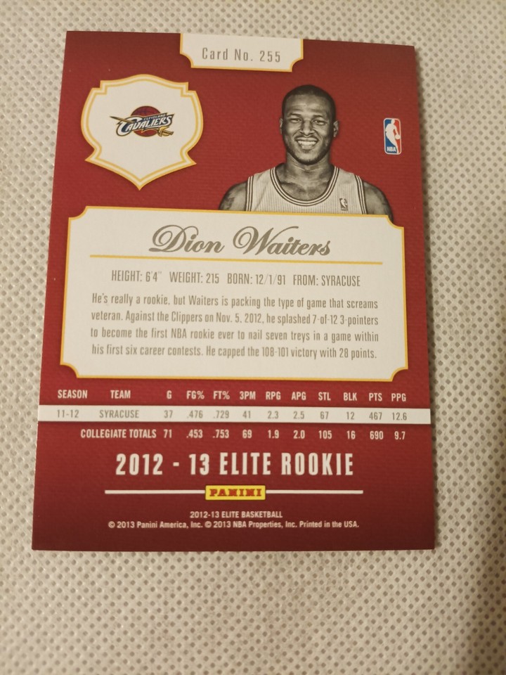2012 DION WAITERS PANINI ELITE NBA ROOKIE CARD RC/599 CAVALIERS ...