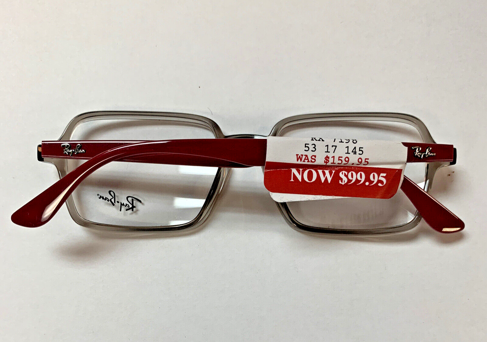 New Ray Ban RB7198-8083 Transparent Gray/Maroon Eyeglasses 53-17-145 | eBay