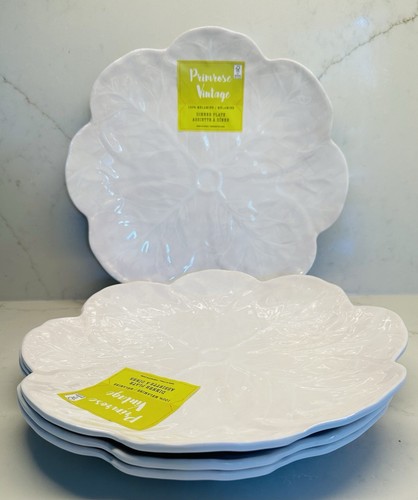 New Set of 4 White Melamine Cabbage Leaf 11” Dinner Plates - Primrose ...