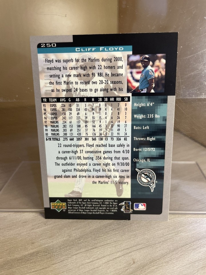 2001 Upper Deck MVP Baseball #250 Cliff Floyd J 362 | eBay