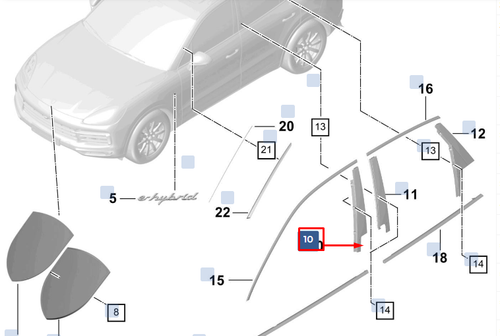 PORSCHE CAYENNE 9Y0 Front Right Door B-Pillar Trim Exterior 9Y0837902 ...