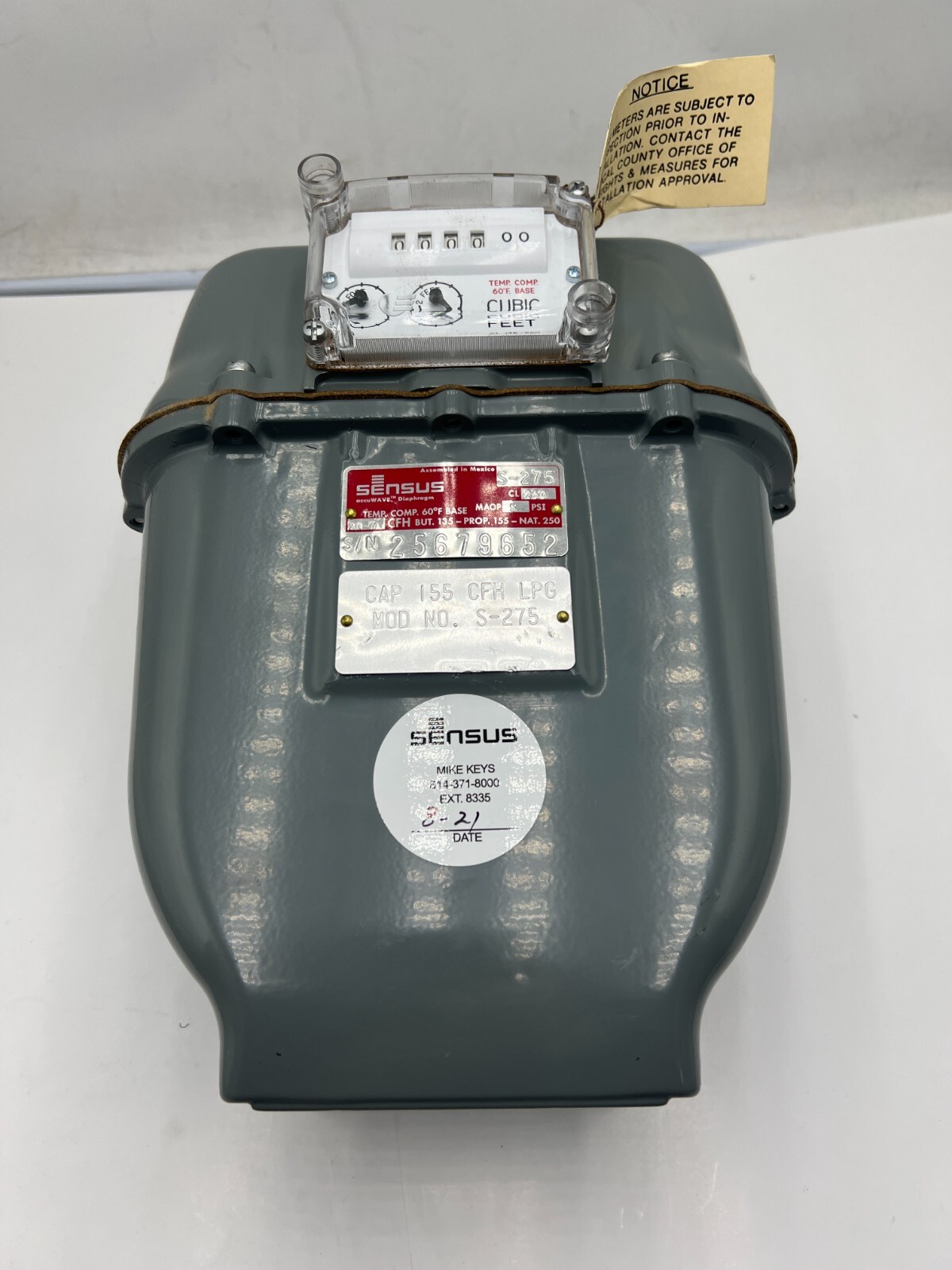 Sensus S-275 Residential Diaphragm Gas Meter Cl250 for sale online | eBay