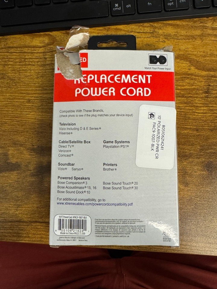 Xtreme Cables 10 Ft Polarized Replacement Power Cord | eBay