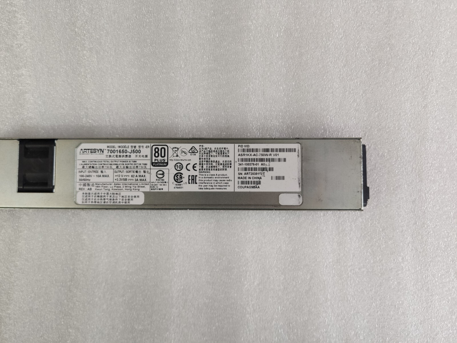 Genuine Cisco ASR1KX-AC-750W-R AC Power Supply for Cisco ASR1000-X 750W ...