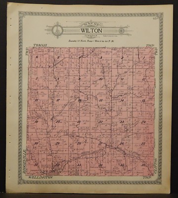Wisconsin Monroe County Map Wilton Township 1915 J18#27 | eBay