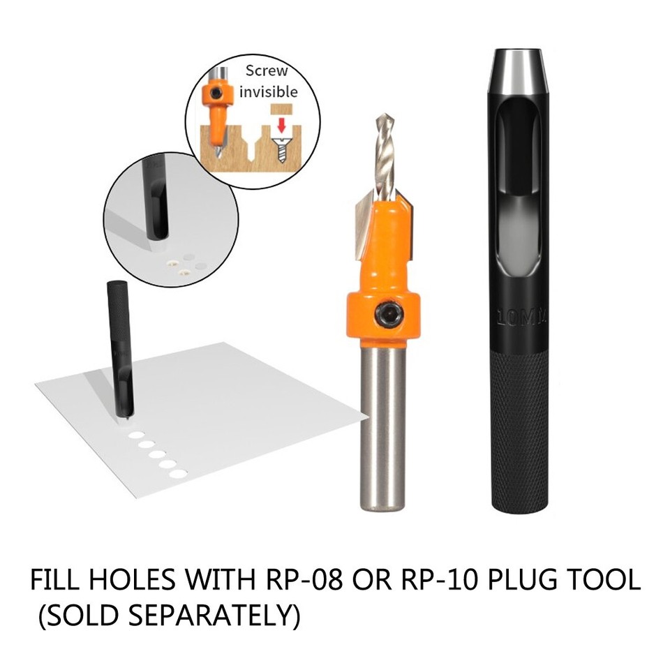 5 PIECE 8mm Adjustable Counterbore Countersink Drills Bits- DEPTH STOP ...