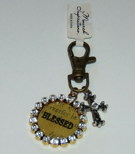 Christian Latch Charm BLESSED & Cross Dangle, Key Chain, Large Zipper ...