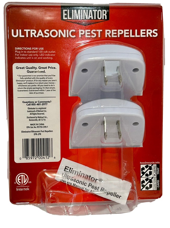 NEW Eliminator Ultrasonic Indoor Pest Repellers 2 Pack Plug In Rodents ...