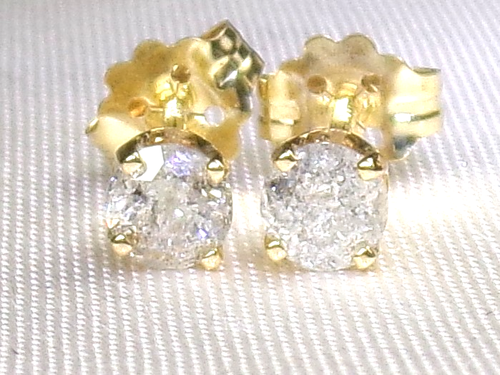 14k Yellow Gold .585 Diamond-.34 tcw Fine Stud Solitaire Earrings | eBay