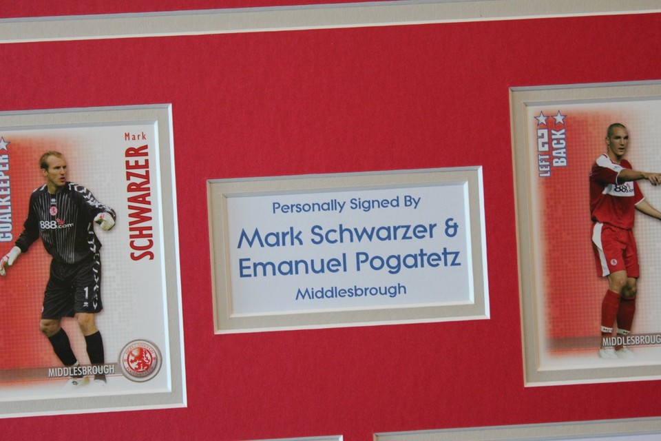 MARK SCHWARZER & EMANUEL POGATETZ Middlesbrough Boro FRAMED Signed ...