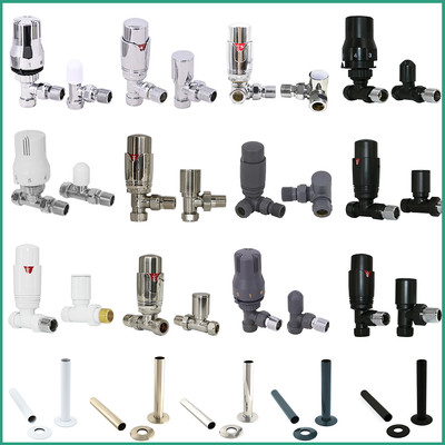 Thermostatic TRV Angled/Corner/Straight Lockshield Radiator Valves Set ...