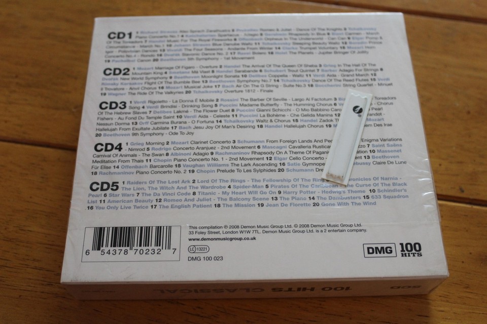 100 Hits Classical 5CD Box Set Ultimate Film Opera Vocal Relaxing Music ...