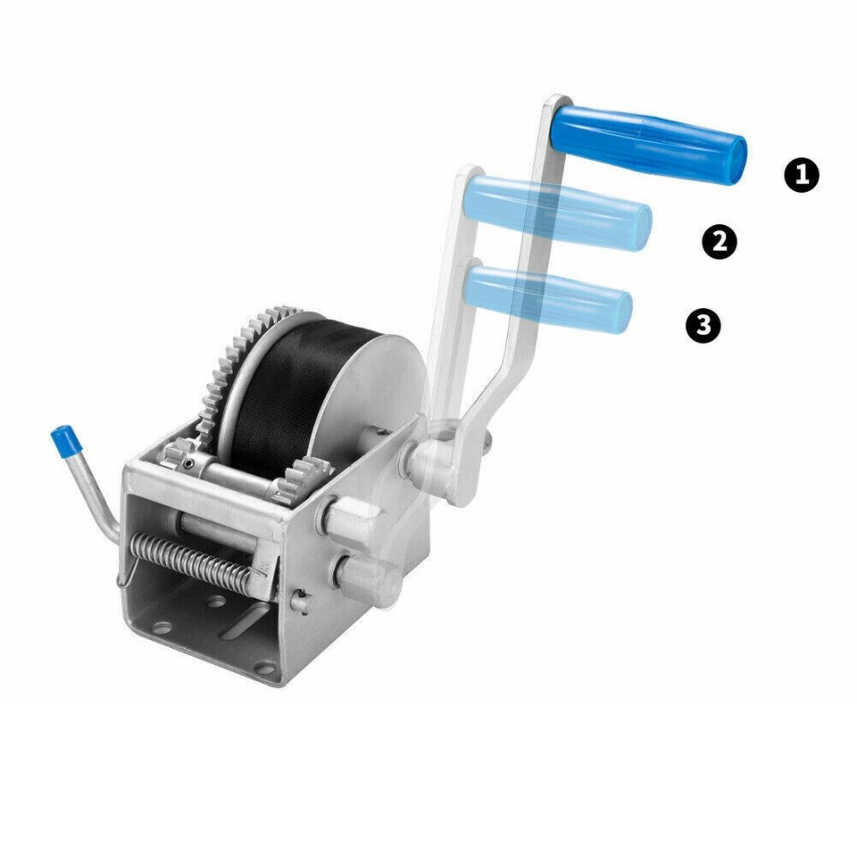 1135kg (2500LB) Hand Winch Webbing 3 Speed w/ Webbing Strap Boat Winch ...