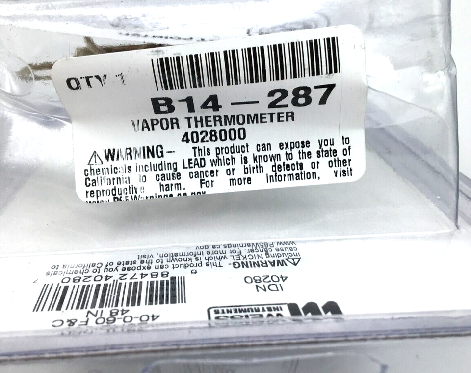 Weiss Remote Reading Dial Thermometer 2-1/2" Dial, Hanging Bracket B14 ...