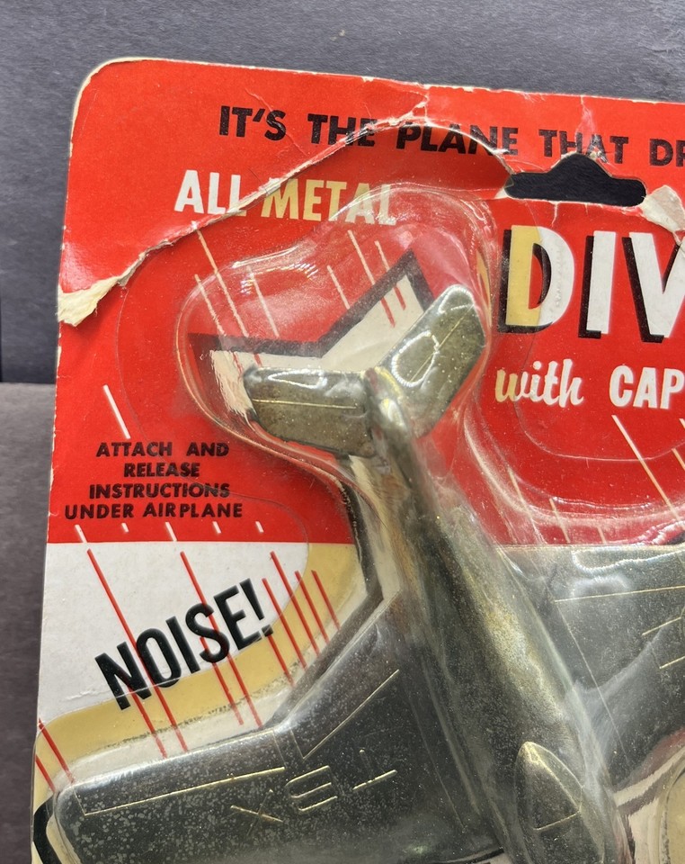 Vintage Dive Bomber Metal Toy Airplane w/ Exploding Cap Bomb 1960's ...
