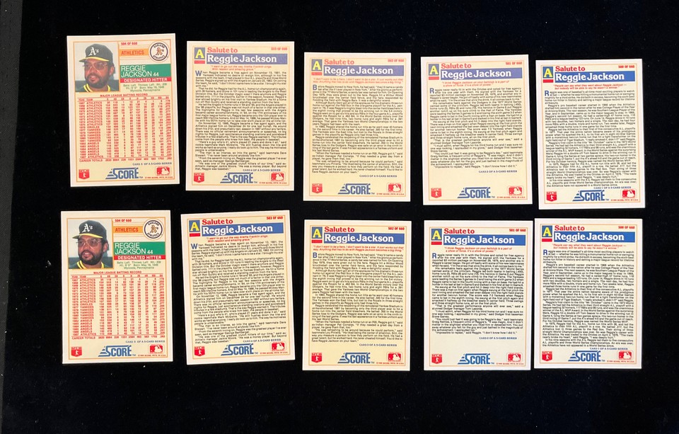 REGGIE JACKSON 1988 SCORE SALUTE TO REGGIE (2 COMPLETE 5 CARD SETs) | eBay