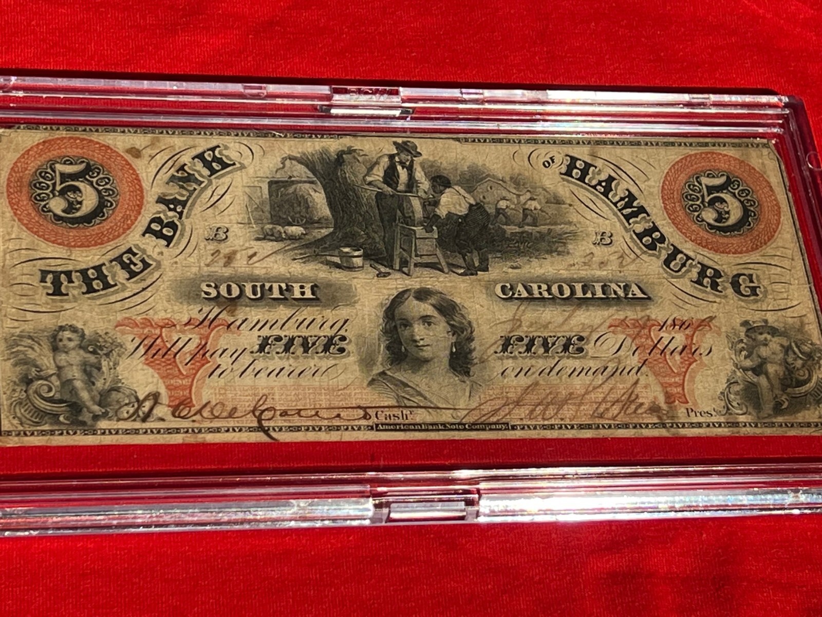 1860 Bank of Hamburg, South Carolina $5 Bank Note - Nice Condition ...