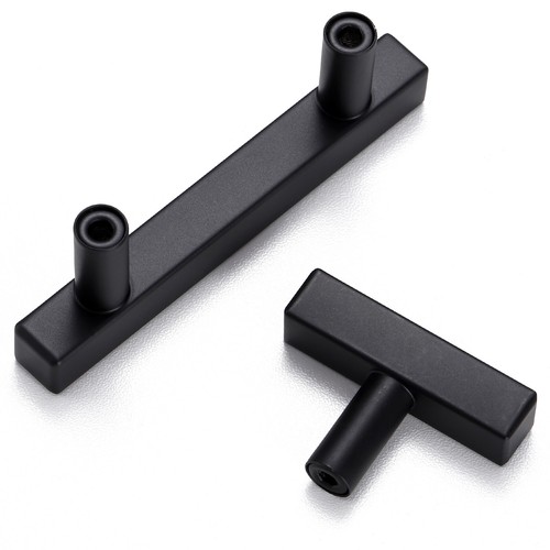 1-50X Modern Matte Black Square T Bar Handle Pull Kitchen/Bath Cabinet ...