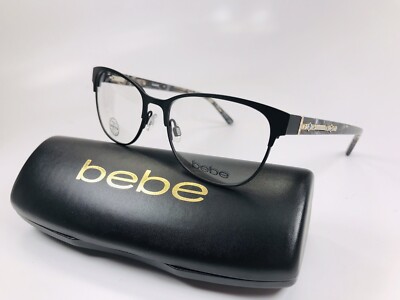 New bebe BB5167 001 Jet Black Eyeglasses 52mm w/Swarovski Crystals ...