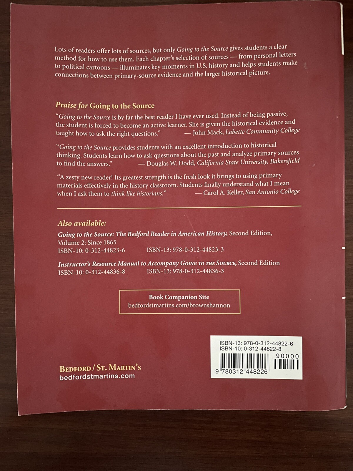 Going to the Source Vol. 1 : The Bedford Reader in American History ...