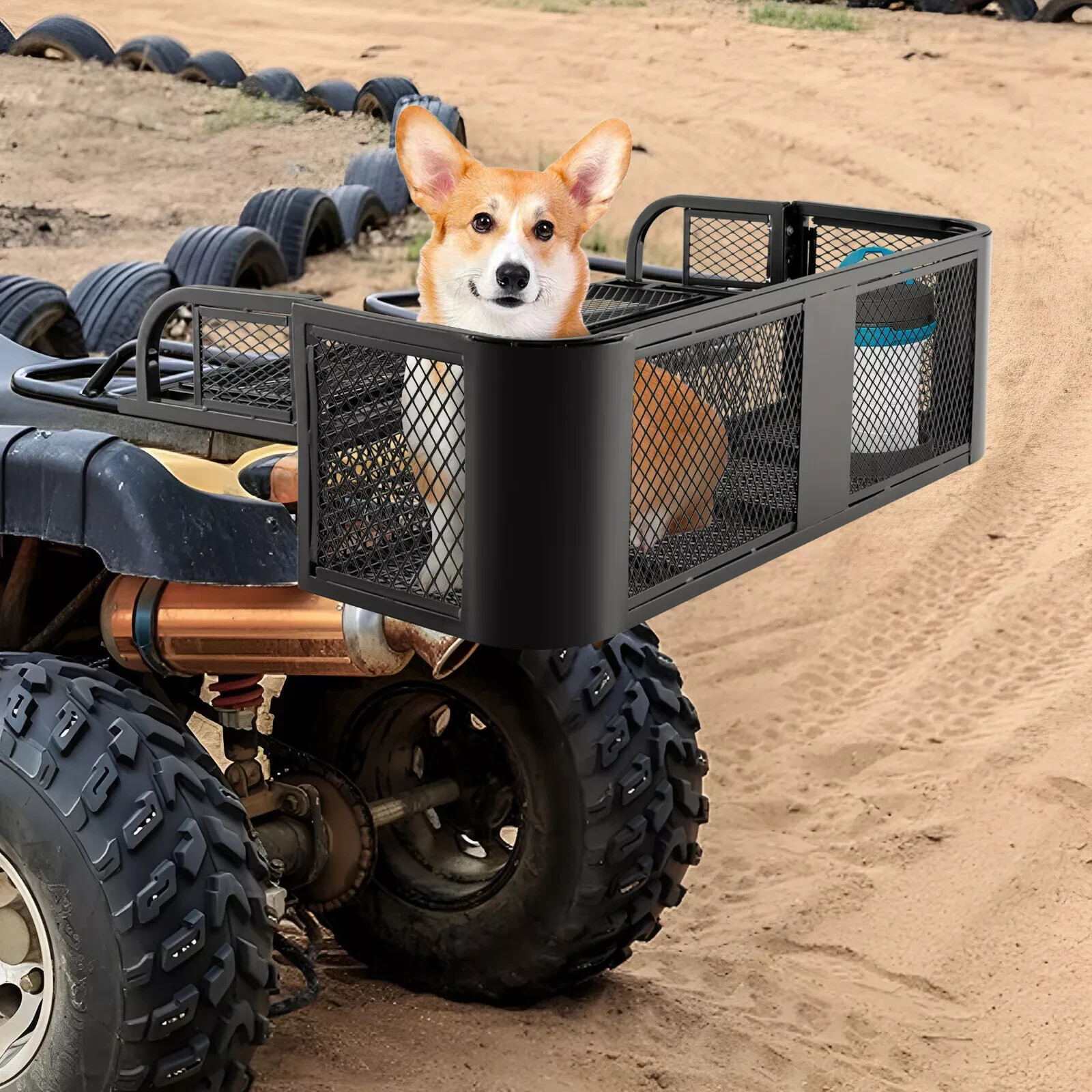 ATV UTV Universal Rear Drop Basket Rack Steel Cargo Hunting | eBay