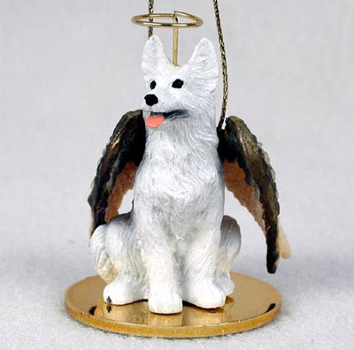 GERMAN SHEPHERD (WHITE) ANGEL DOG CHRISTMAS ORNAMENT HOLIDAY Figurine ...